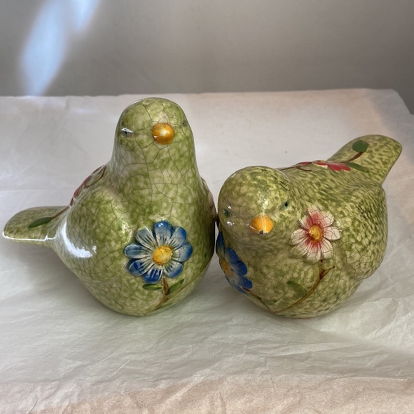Accents | Green Floral Ceramic Birdsset Of Two | Poshmark